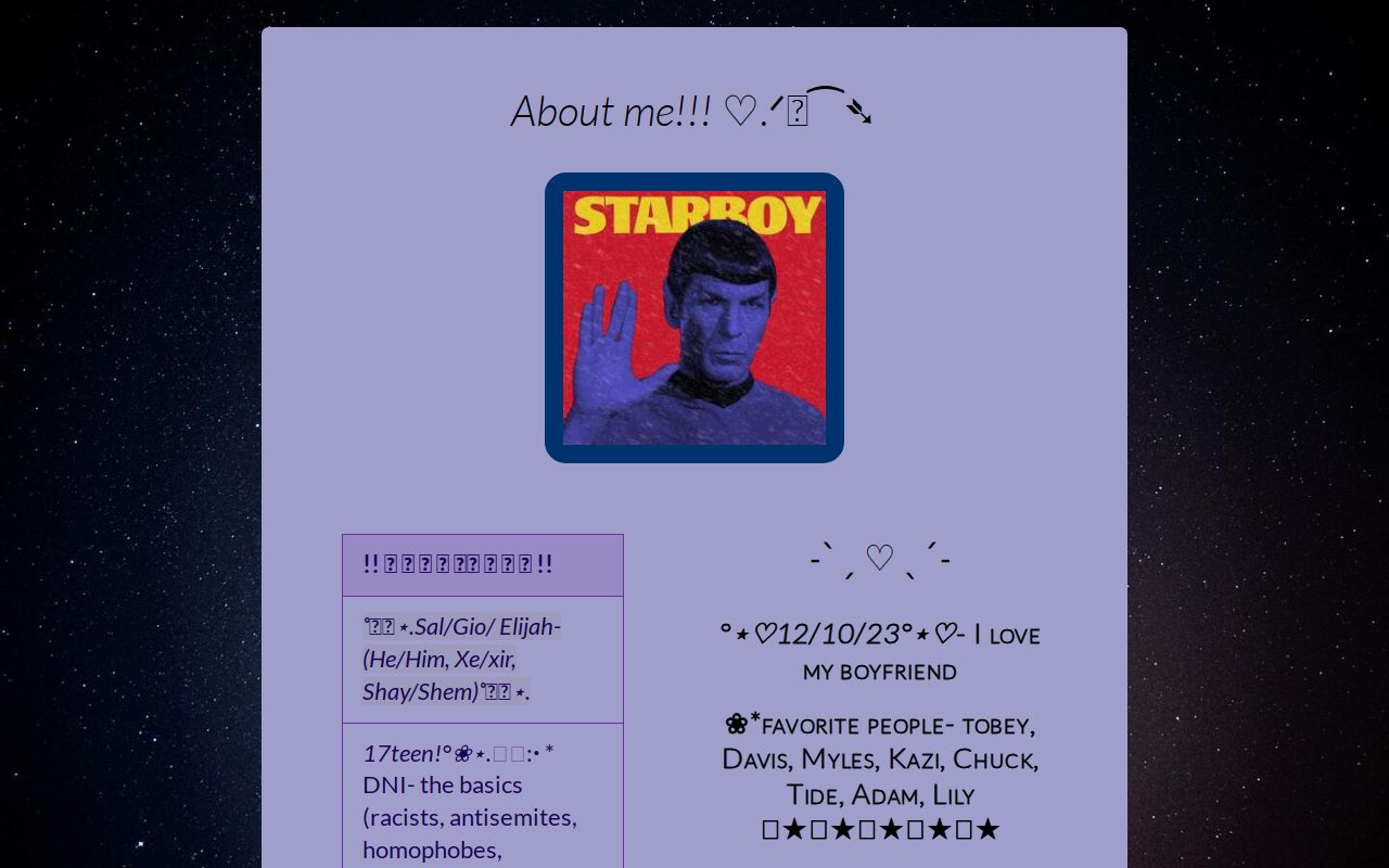about me card